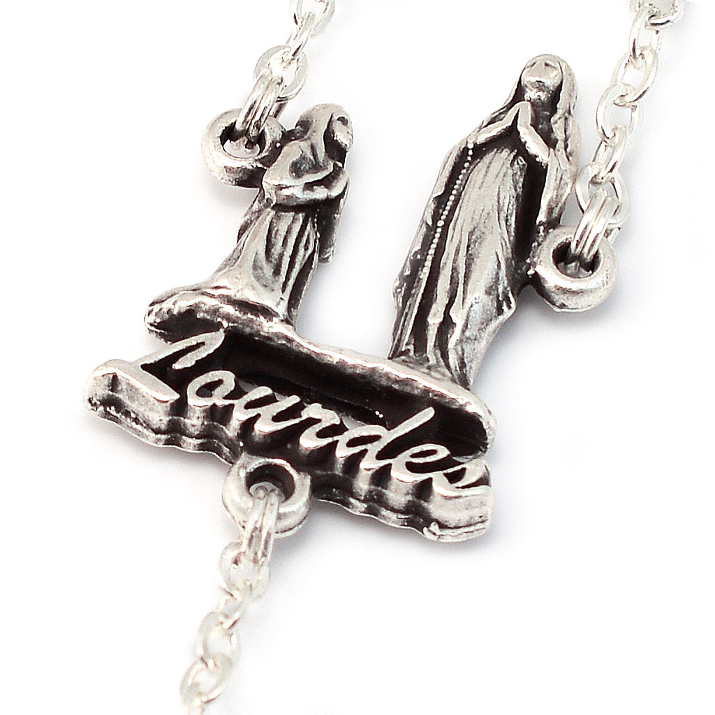 Lourdes Apparition Two-toned Pearl Rosary - Ghirelli Rosaries